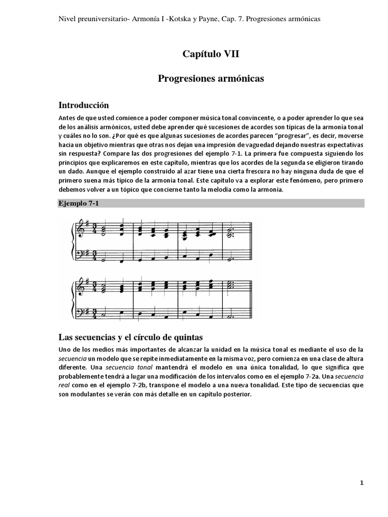 Capítulo VII Progresiones Armónicas | PDF | Acorde (Música) | Armonía