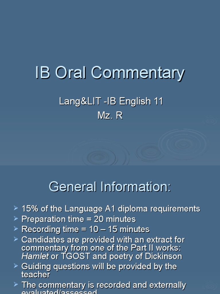 IB Oral Commentary | PDF | Literary Criticism | Writers