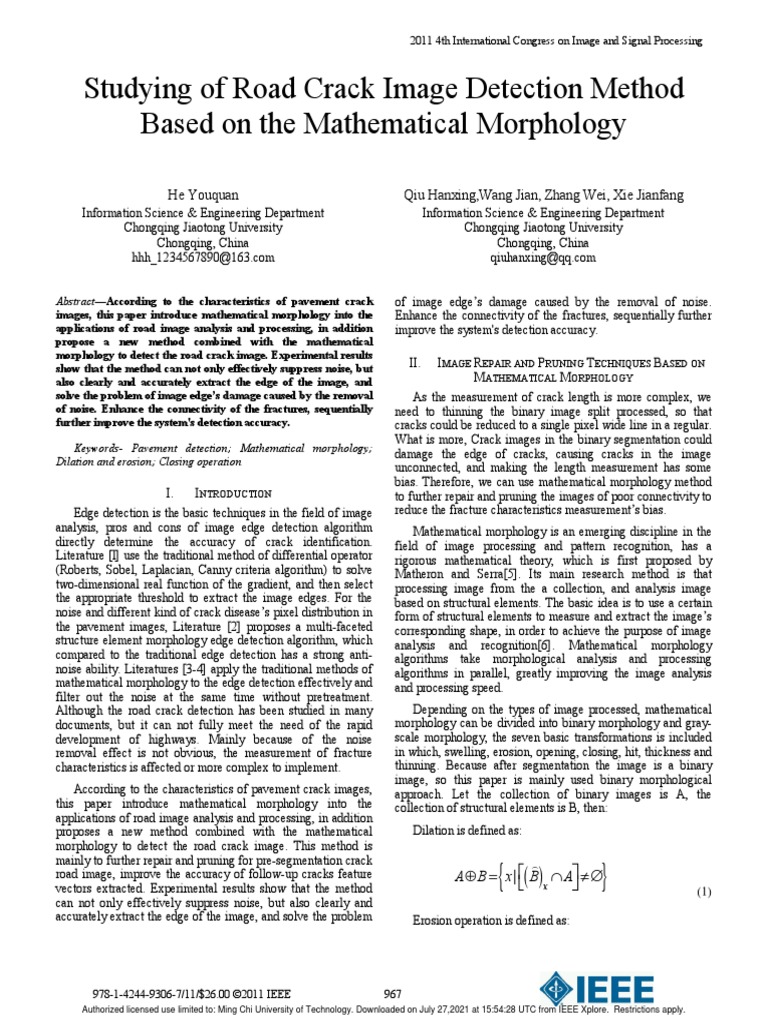 Studying of Road Crack Image Detection Method Based On The Mathematical ...