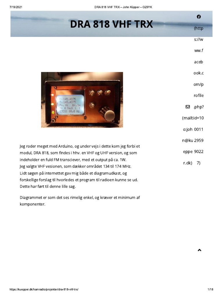 DRA 818 VHF TRX - John Küpper - OZ6YK | PDF