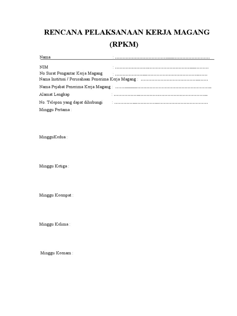 Rencana Pelaksanaan Magang | PDF