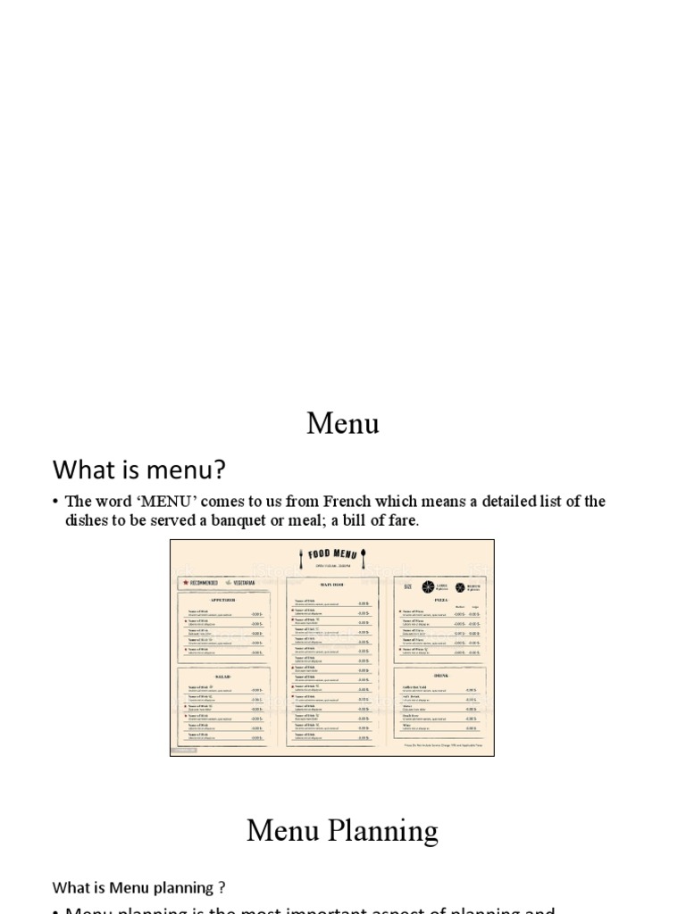 Menu Planning & Constraints | PDF | Menu | Restaurants
