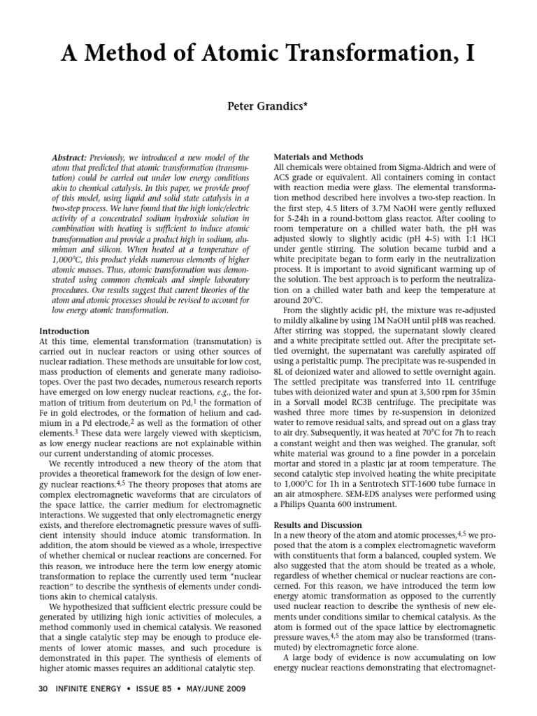 A Method of Atomic Transformation, I: Peter Grandics | PDF | Chemical ...
