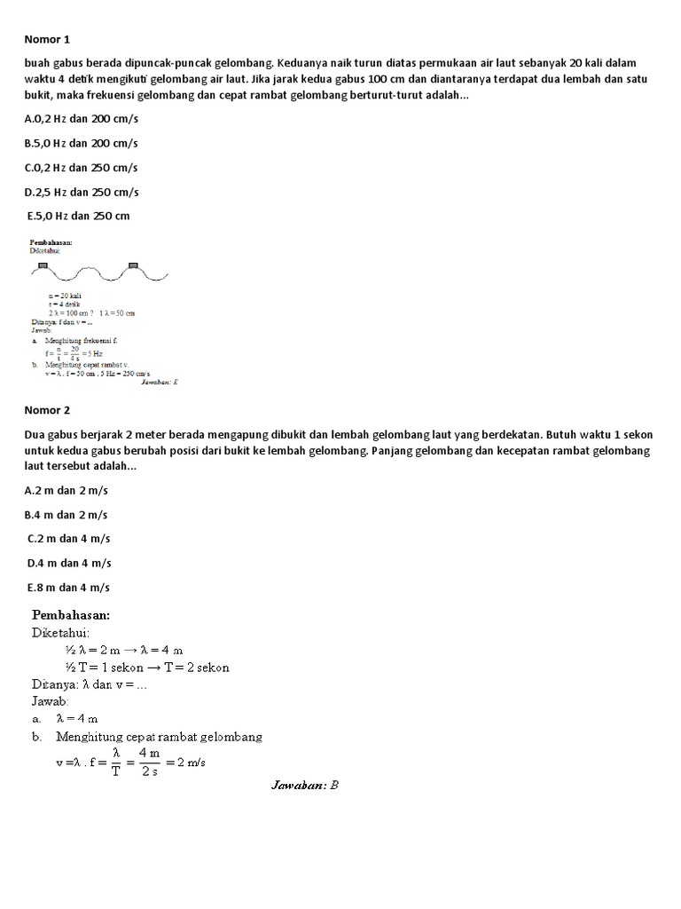 Contoh Soal Gelombang Kel 2 | PDF