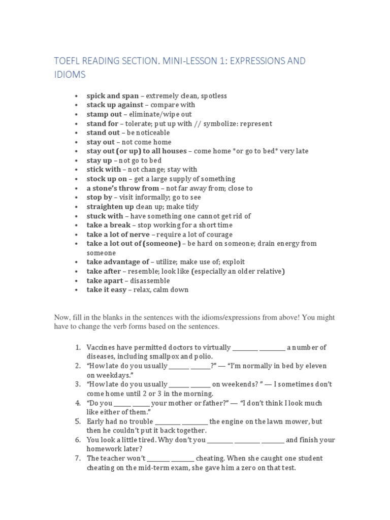 Mini Lesson 1 Expressions and Idioms | PDF