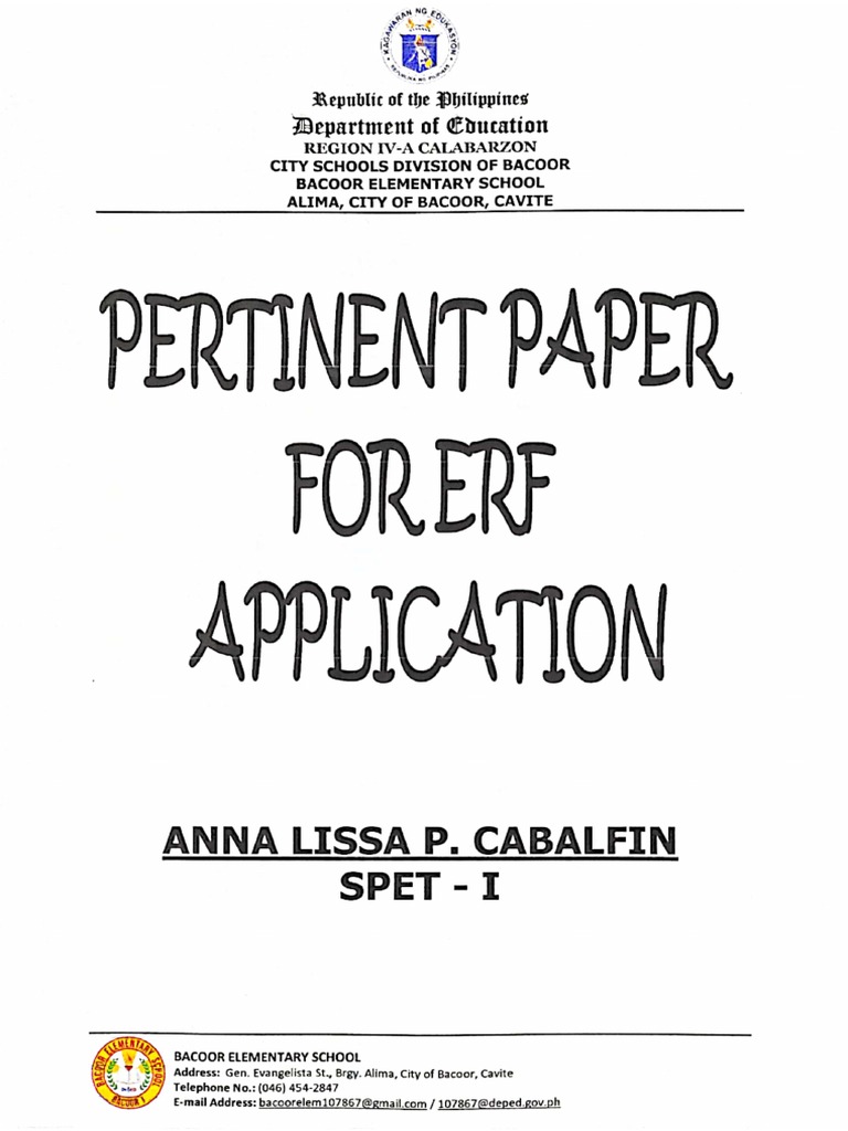 Ma'Am Cabalfin-ERF Application | PDF