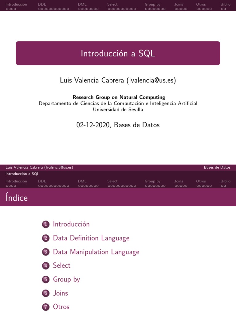 Introducción A SQL | PDF | SQL | Base de datos relacional