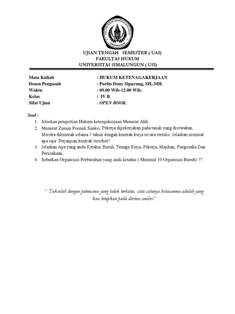 Uts Hukum Ketenagakerjaan PDF | PDF