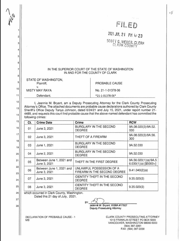 Declaration of Probable Cause For Misty Raya | PDF
