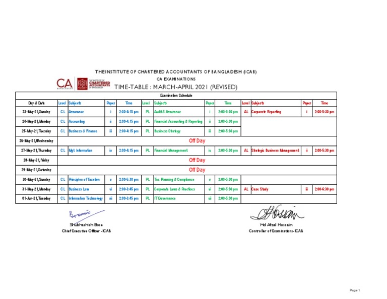 Revised Time Table March April Exam 20210509 | PDF | Government ...