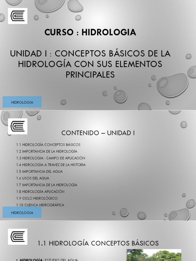 Unidad 1 - Hidro | PDF | Hidrología | Cuenca de drenaje