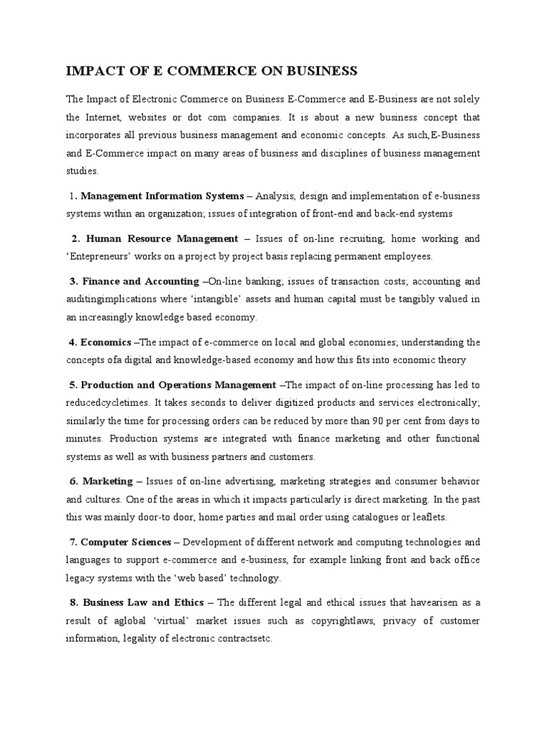 Impact of e Commerce On Business | PDF | Electronic Business | E Commerce