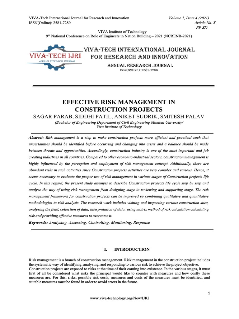 Effective Risk Management in Construction Projects | PDF | Risk | Risk ...