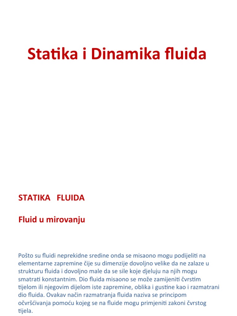 Statika I Dinamika Fluida | PDF