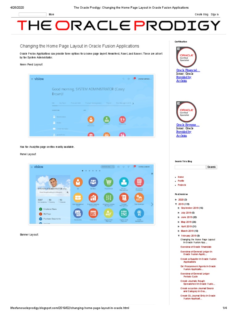 Oracle Fusion Home Page Layouts Guide | PDF | Oracle Corporation ...