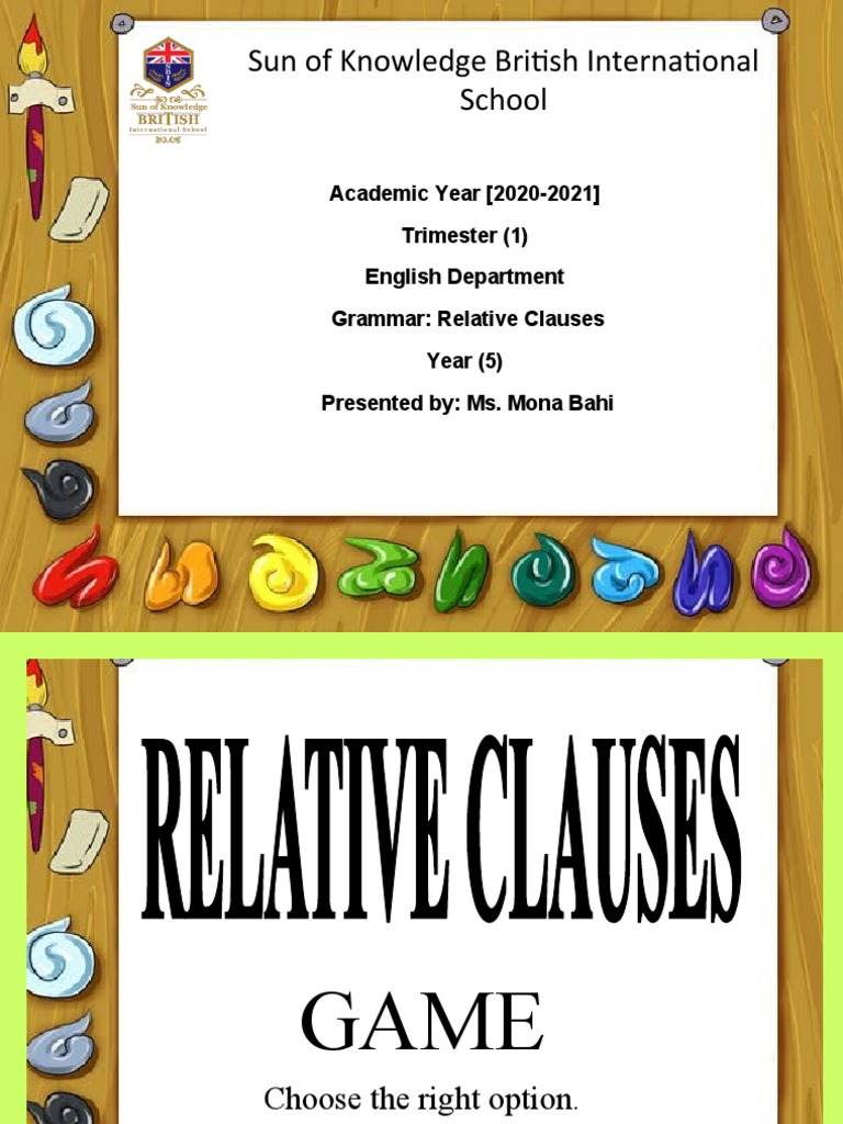 Term 2 - English - Grammar (Relative Clauses) - Year 5 | PDF