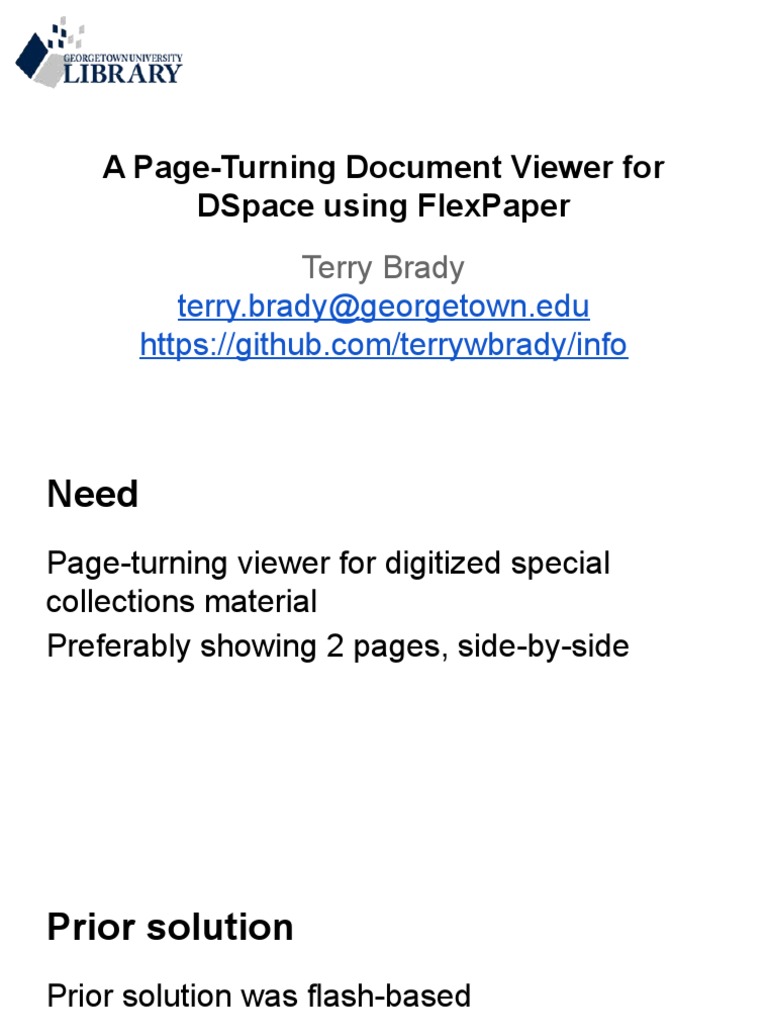 A Page-Turning Document Viewer For Dspace Using Flexpaper: Terry ...