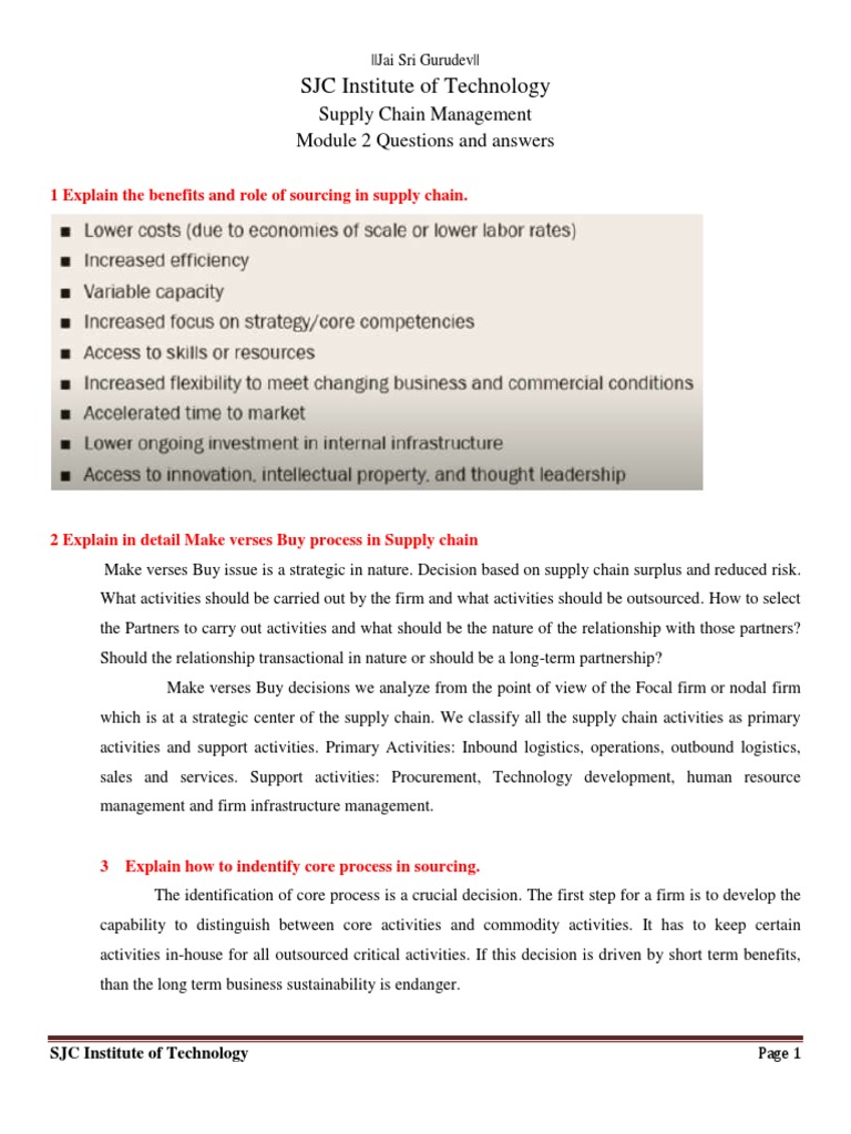 Module 2: Supply Chain Management Q&A | PDF | Economies Of Scale ...