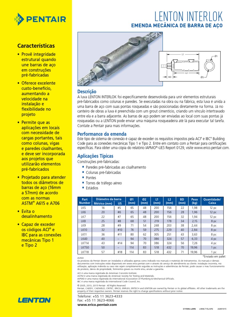 LENTON INTERLOK Emenda Mecânica de Barra de Aço | PDF | Aço | Science