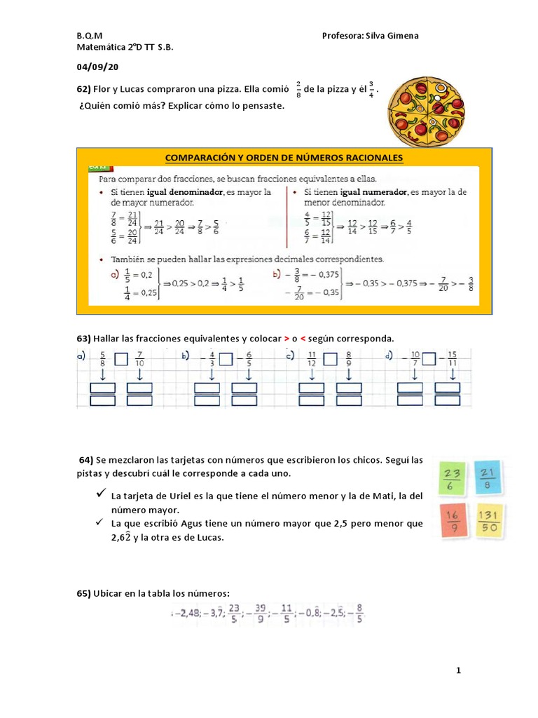 04-09 Números Racionales-Comparación y Orden | PDF