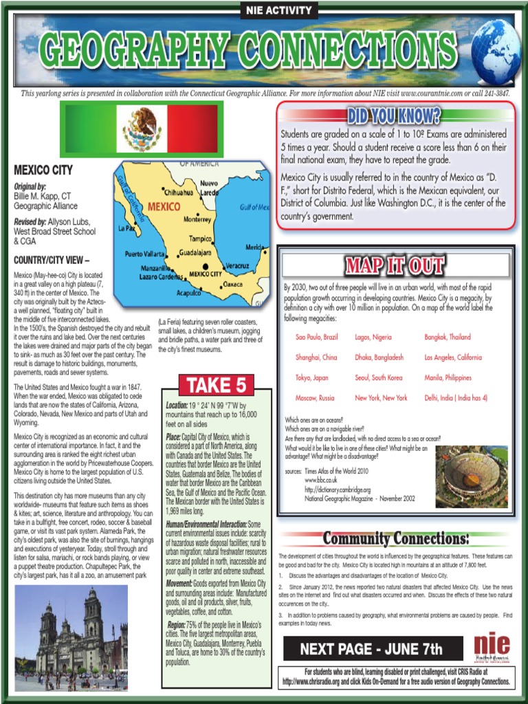 Geography Connections: Take 5 | PDF | Mexico City | Mexico