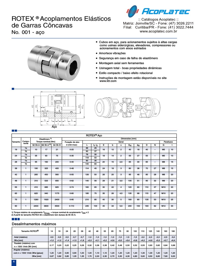 Acoplamento Serie Rotex Acoplaved | Download grátis PDF | Engenharia ...