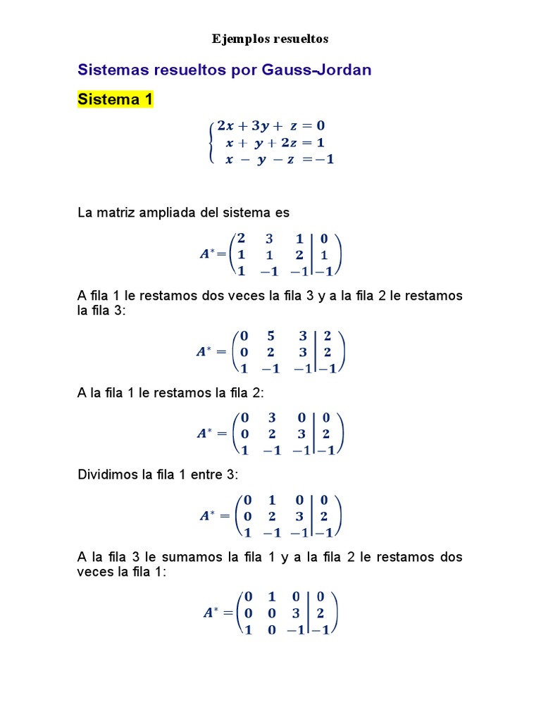 Resolución de sistemas de ecuaciones lineales a través del método de ...