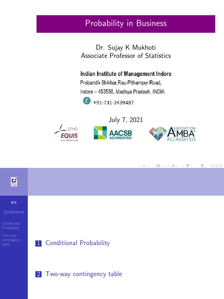 An Introduction to Probability Concepts in Business: Conditional ...