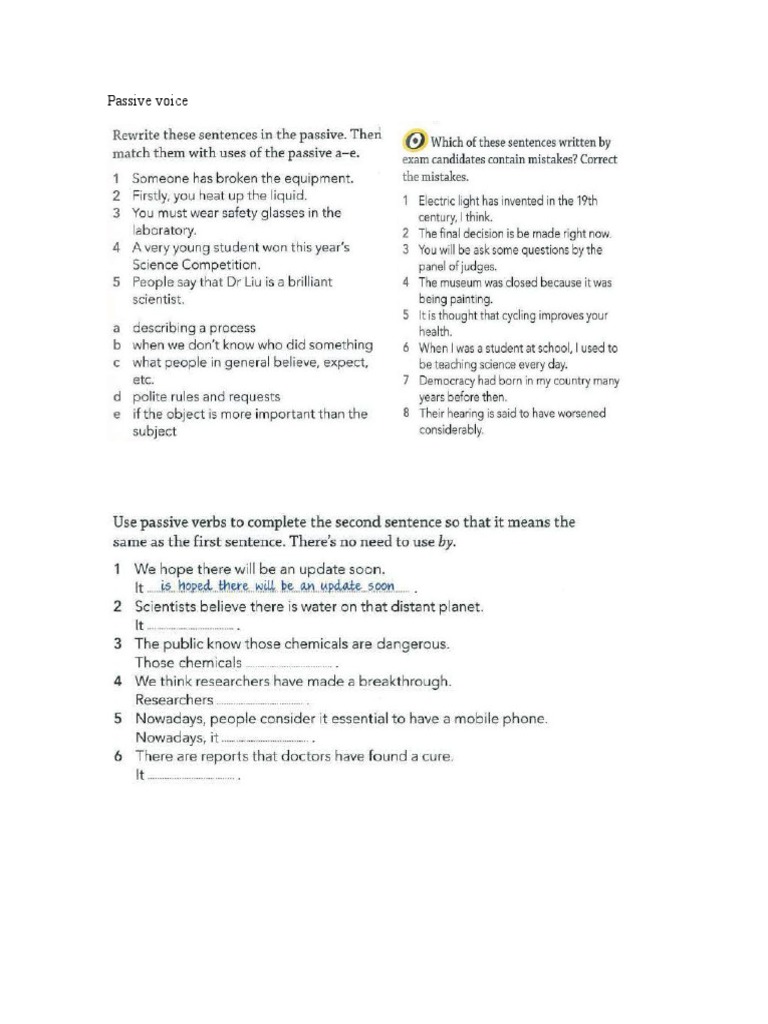 Mastering Passive Voice Exercises | PDF
