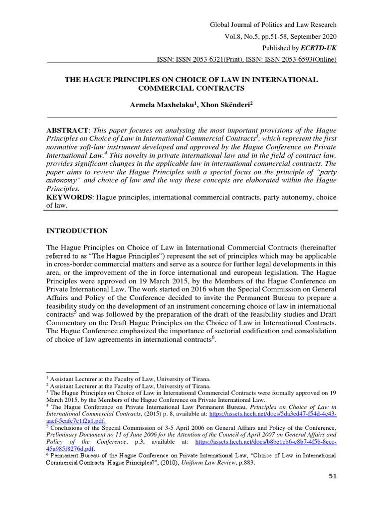 The Hague Principles On Choice of Law in International Commercial ...