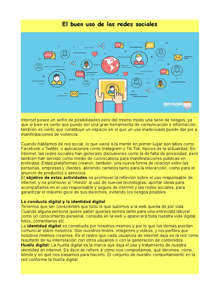 El Buen Uso de Las Redes Sociales Taller Sociales | Descargar gratis PDF | Servicio de redes ...