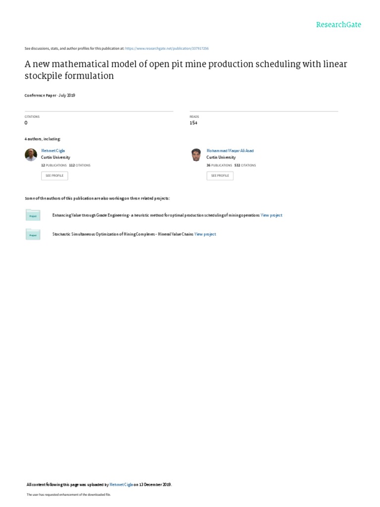 A New Mathematical Model Of Open Pit Mine Production Scheduling With Linear Stockpile