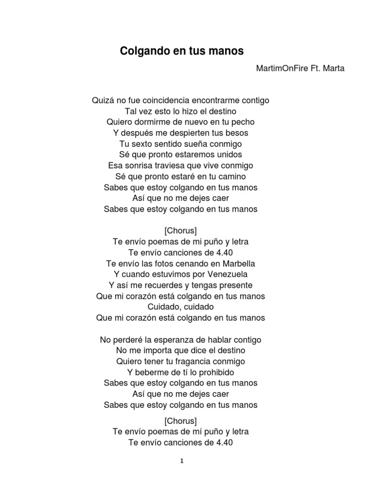 Colgando en Tus Manos Lyric | PDF