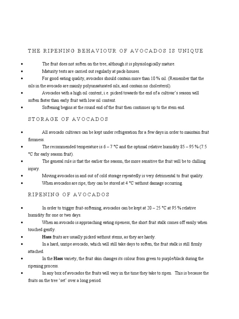 Avocado Ripening and Storage | PDF | Avocado | Fruit