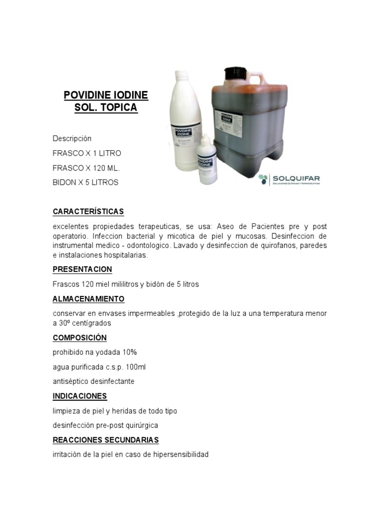 Povidone Iodine Sol. Topica | PDF