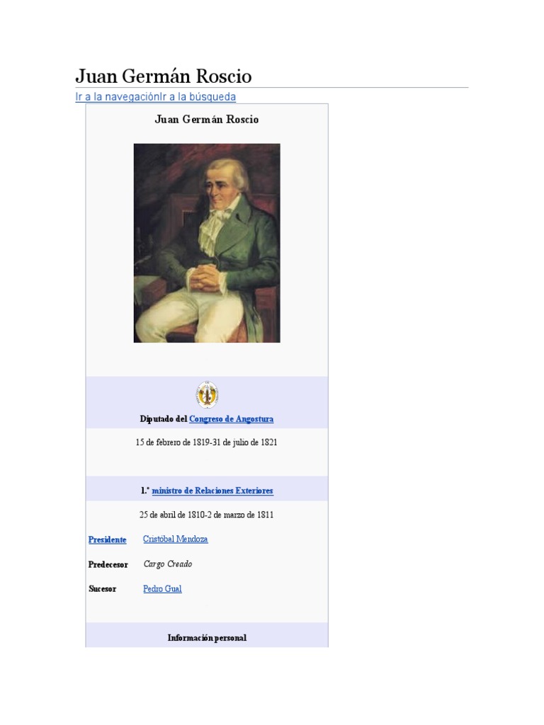 Biografía de Juan Germán Roscio | PDF | Venezuela | América del Sur