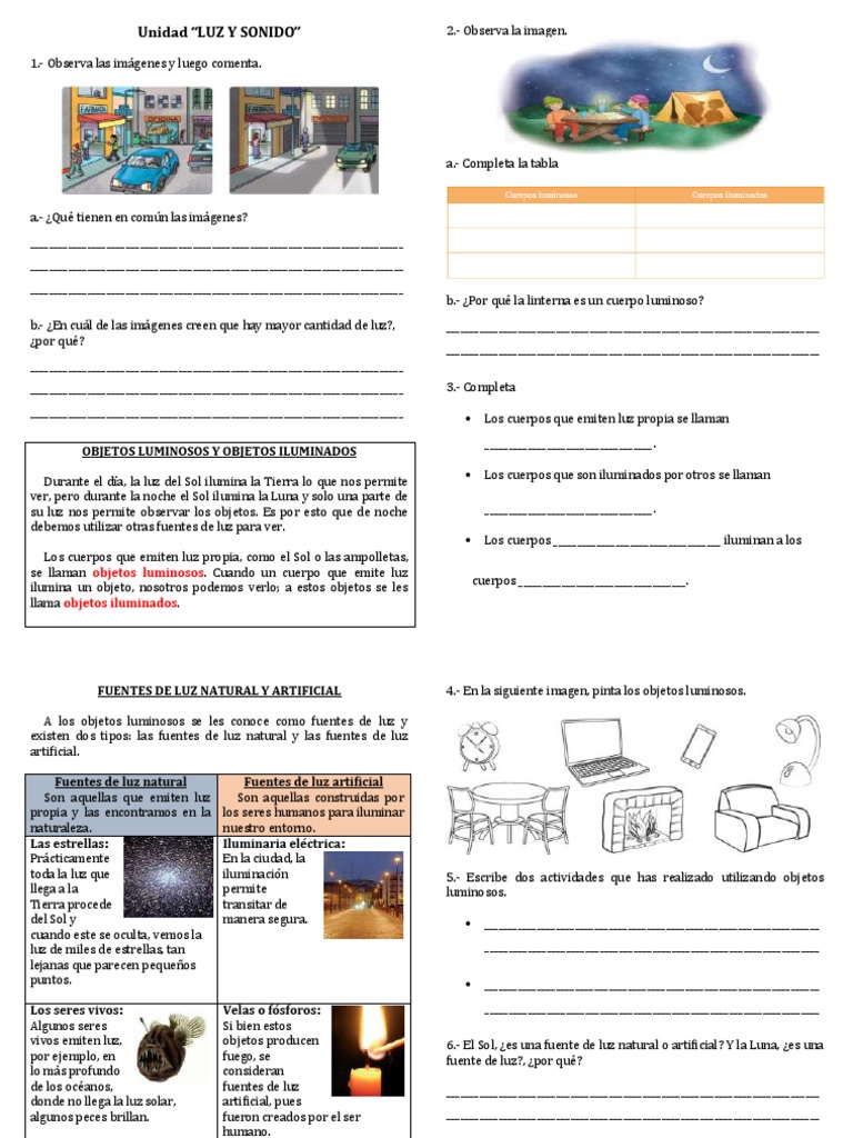 Ciencias 3° Unidad Luz y Sonido | PDF | Arco iris | Color