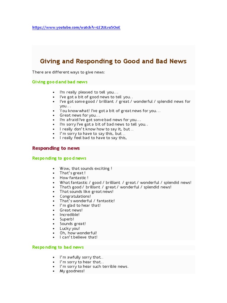 Giving and Responding to News | PDF