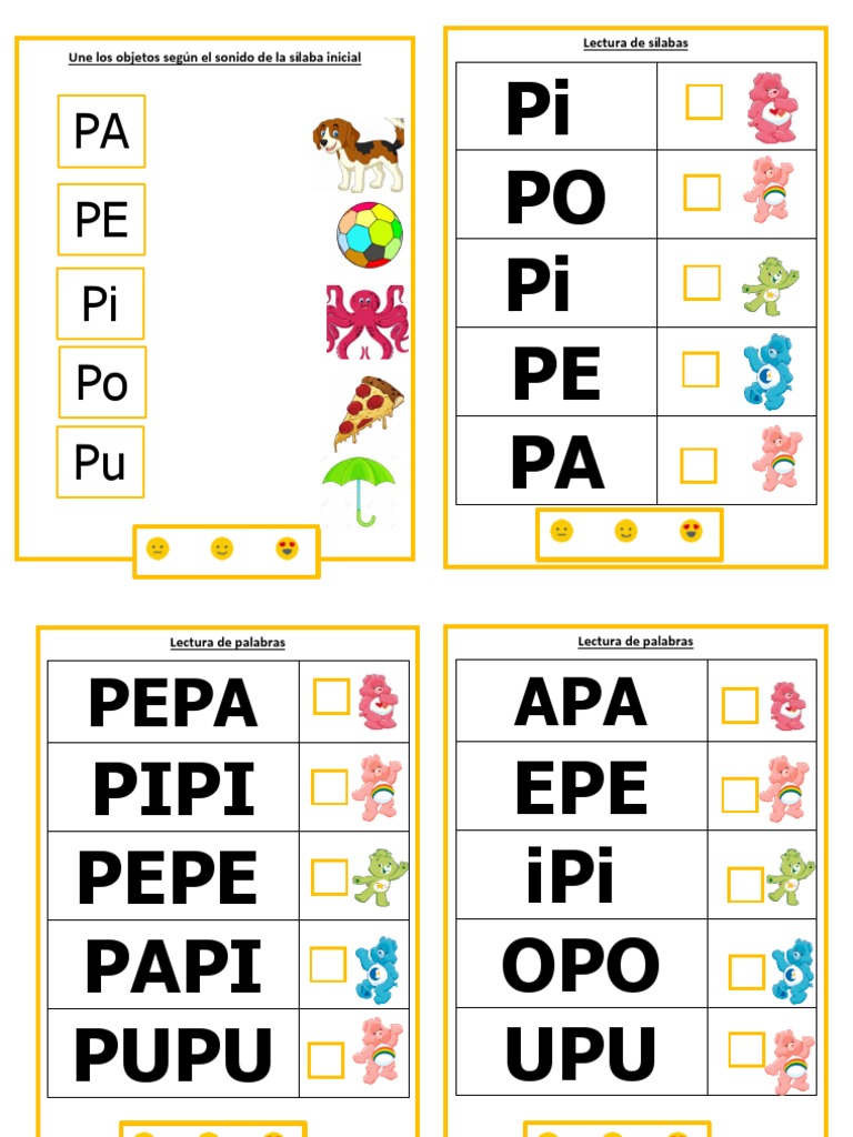 LETRA P Lectura Palabras y Frases | PDF