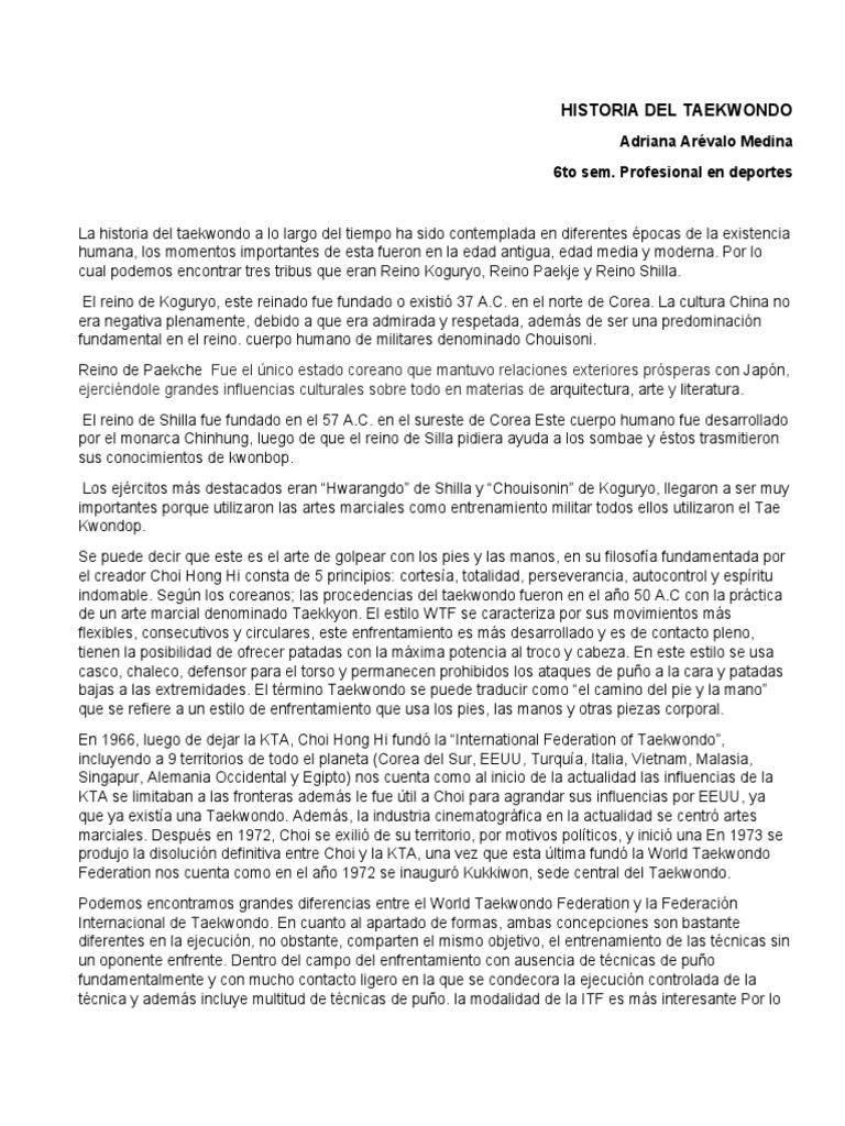 TAEKWONDO | PDF | Taekwondo | Deportes de combate