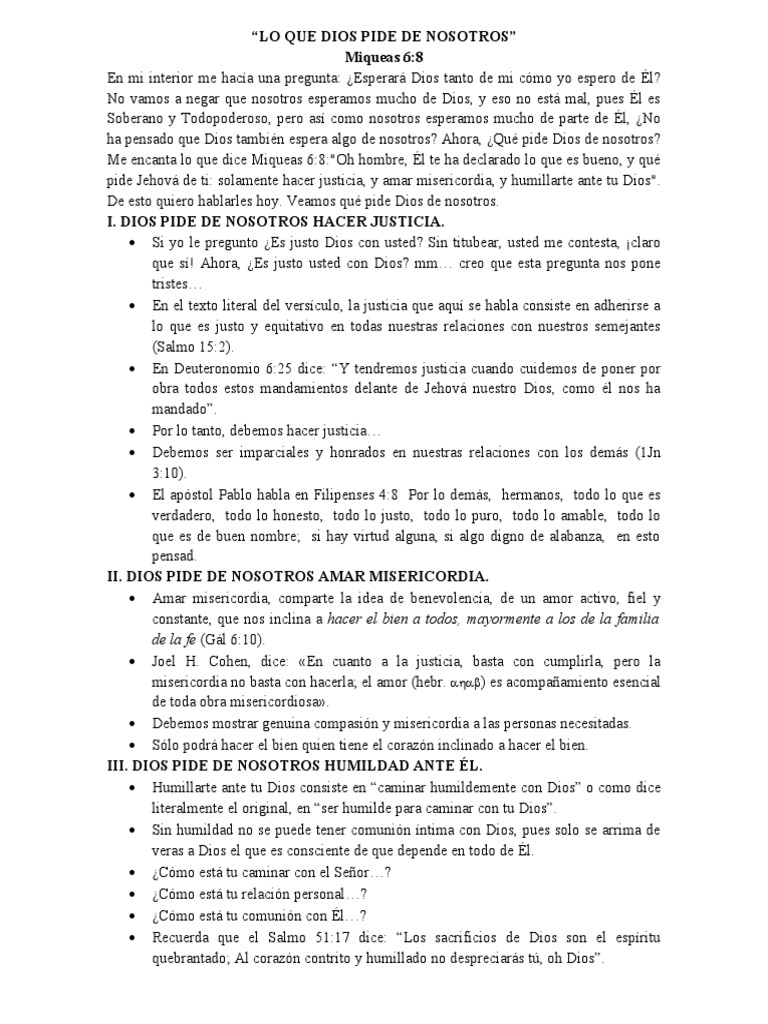 Sermón para Predicar - Lo Que Dios Pide de Nosotros - Obed Marroquin ...