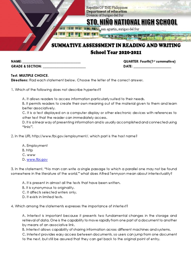 Critical Reading and Intertextuality Test | PDF | Intertextuality | Science