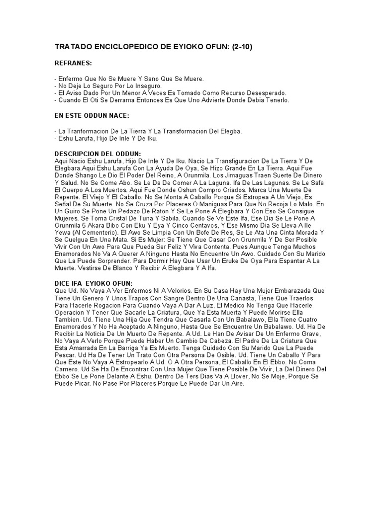 10 Eyioko Ofun | PDF | Religiones religiosas | Religión étnica