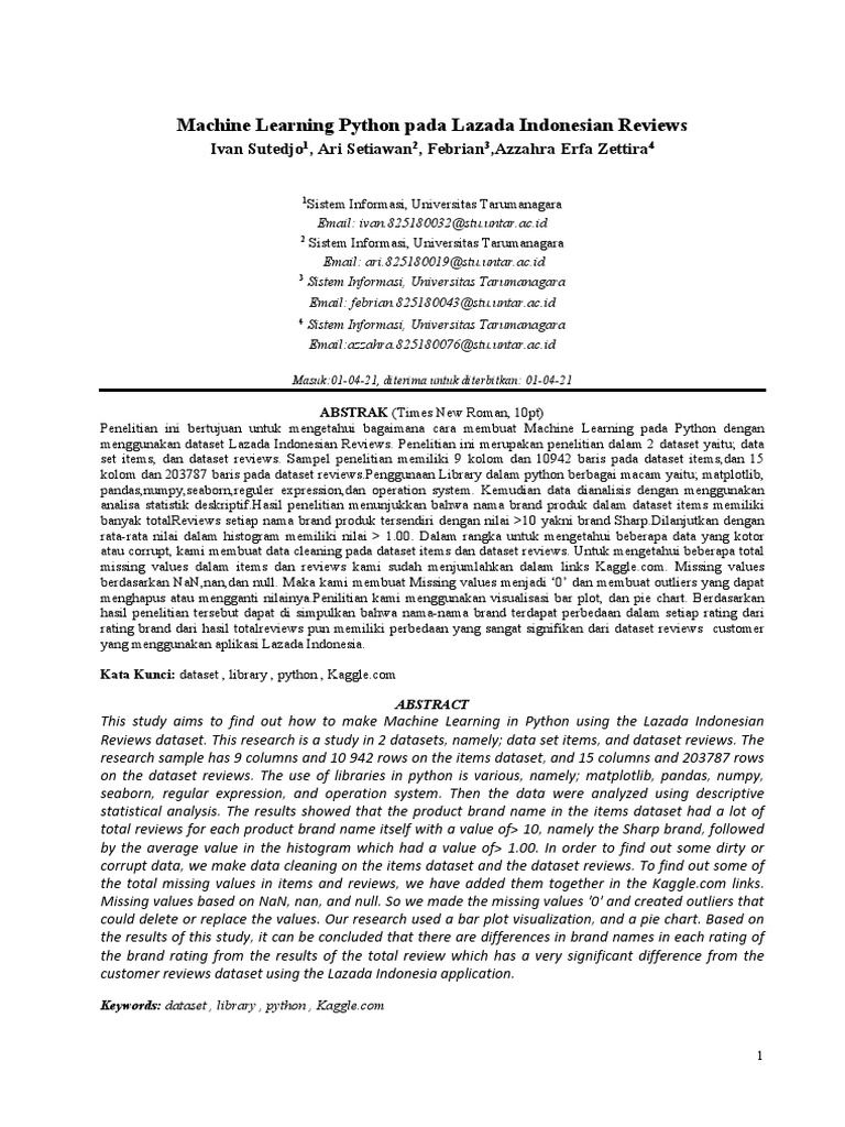 Machine Learning Python Pada Lazada Indonesian Reviews | PDF