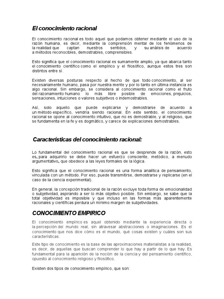 El Conocimiento Racional | PDF | Método científico | Conocimiento