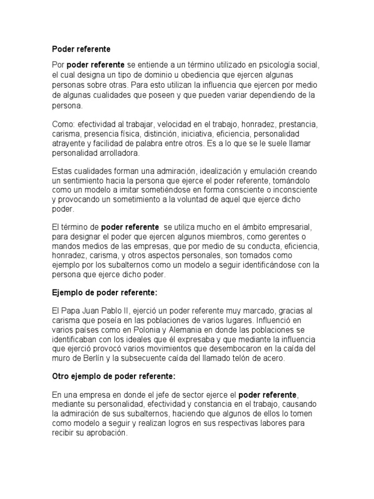 Poder Referente | PDF | Relaciones personales, crianza y desarrollo ...