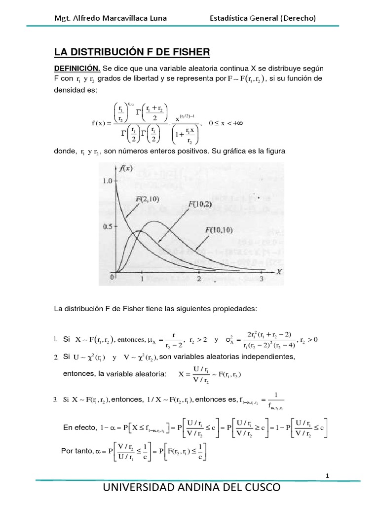 Distribucion F de Ficher | PDF | Distribución de probabilidad | Teoría ...