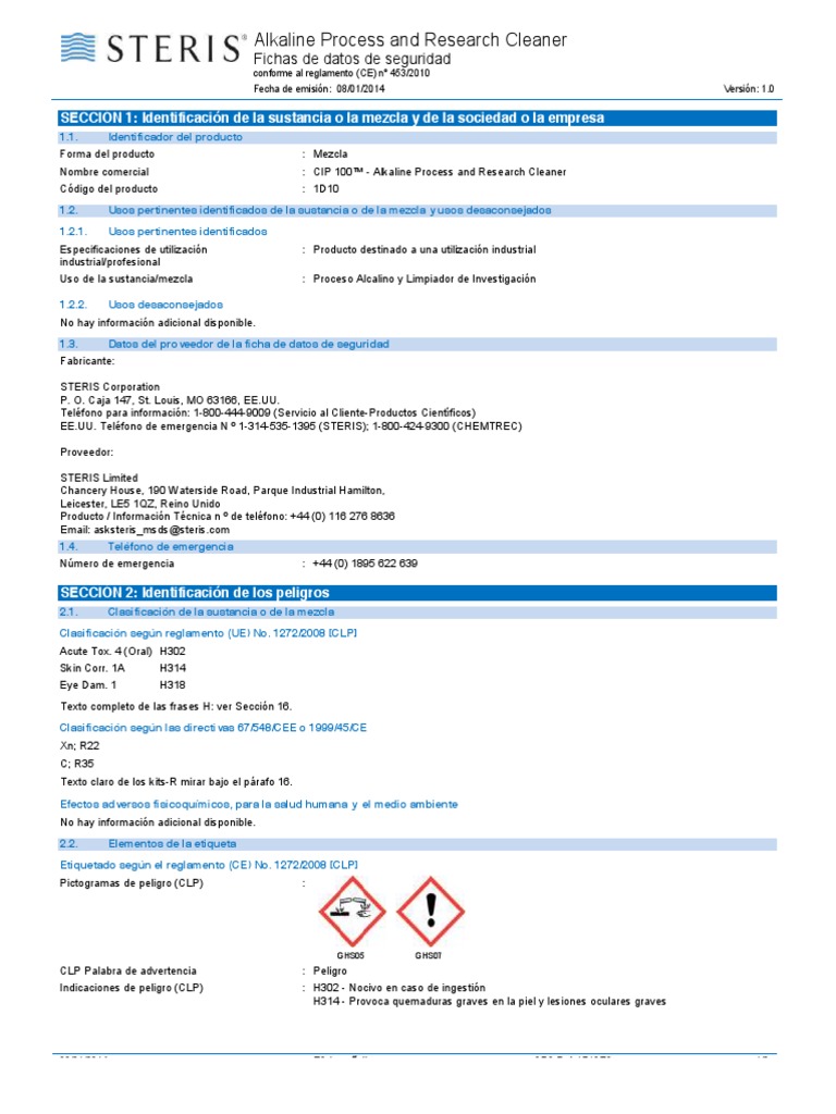 MSDS Españos CIP 100 | PDF | Quemar | Cromo