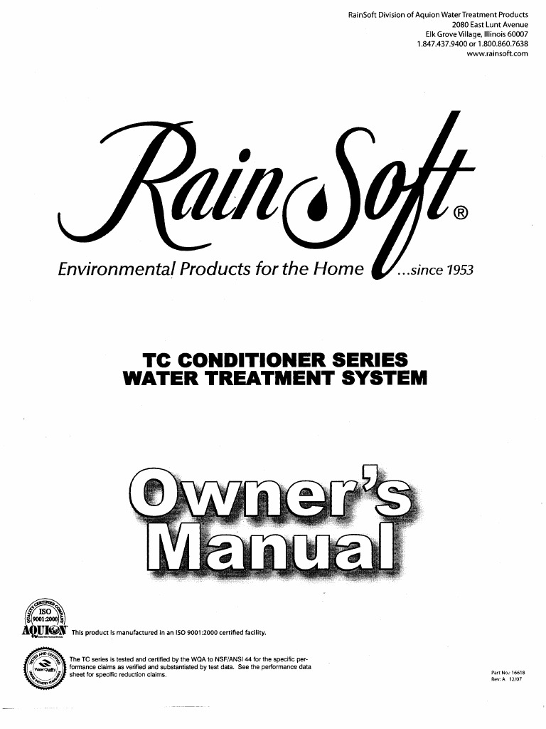 Rainsoft TC Conditioner | PDF