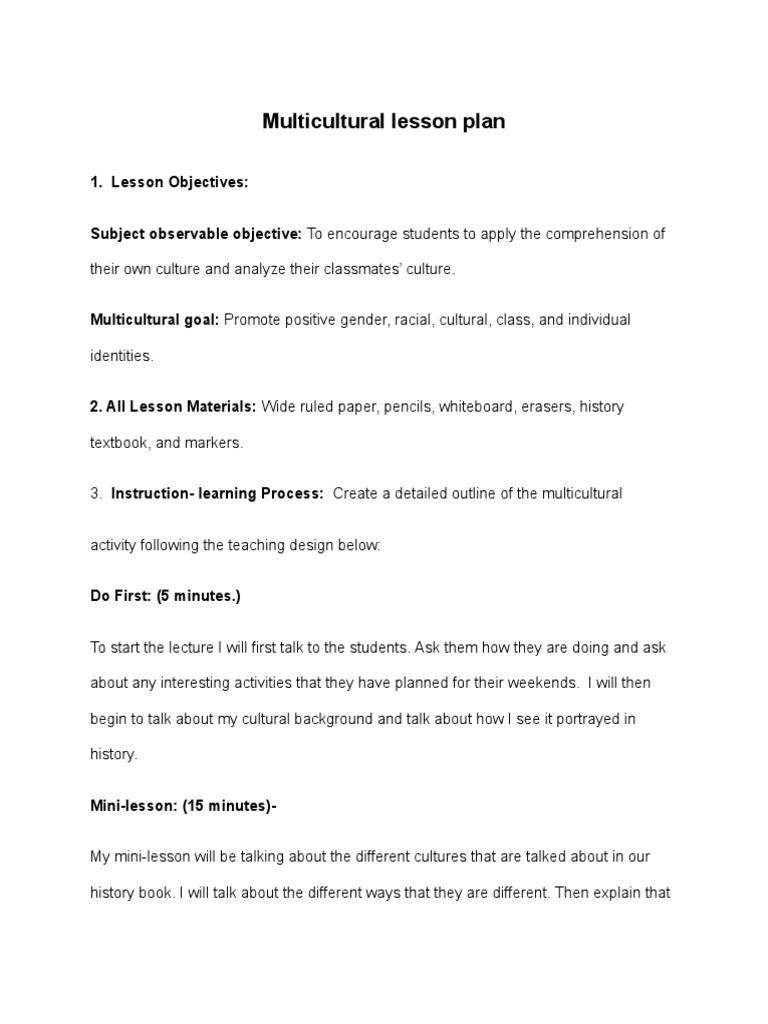 Multicultural Lesson Plan | Download Free PDF | Lecture | Lesson Plan